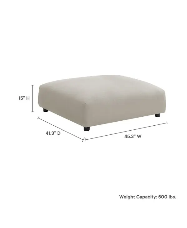 MODWAY Solace Modular Upholstered Fabric Ottoman - Linen