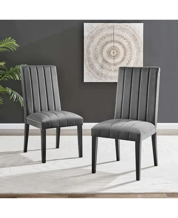 MODWAY Catalyst Performance Velvet Dining Side Chairs, Set Of 2