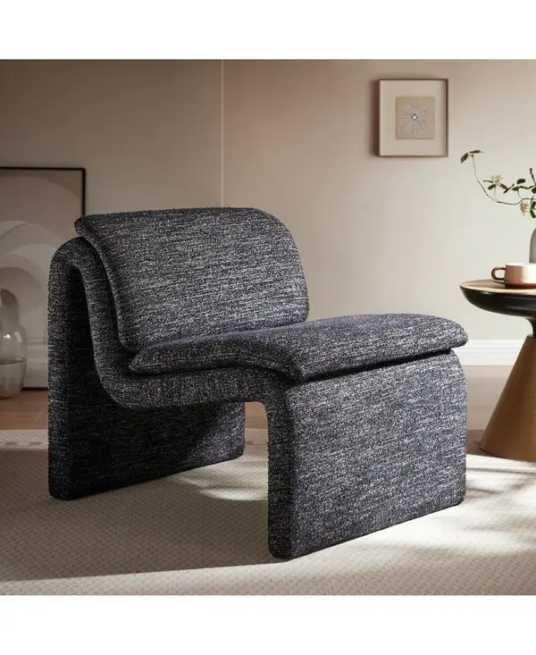 MODWAY Dune Boucle Upholstered Armless Accent Chair - Charcoal