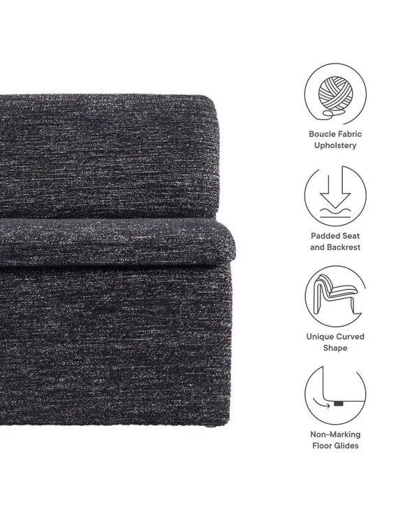 MODWAY Dune Boucle Upholstered Armless Accent Chair - Charcoal
