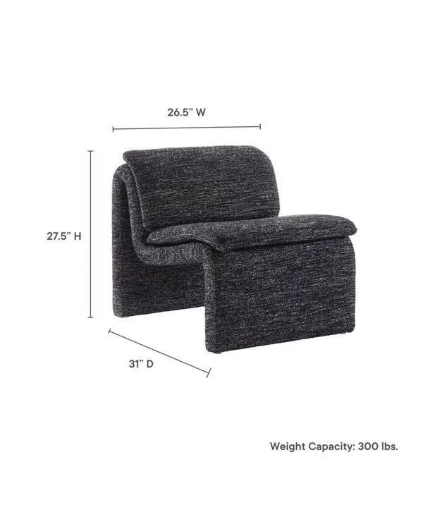 MODWAY Dune Boucle Upholstered Armless Accent Chair - Charcoal