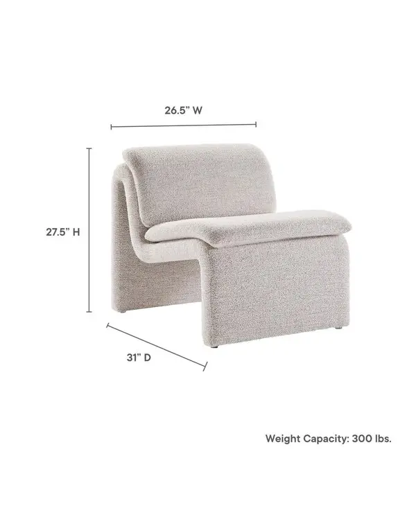 MODWAY Dune Boucle Upholstered Armless Accent Chair - Parchment