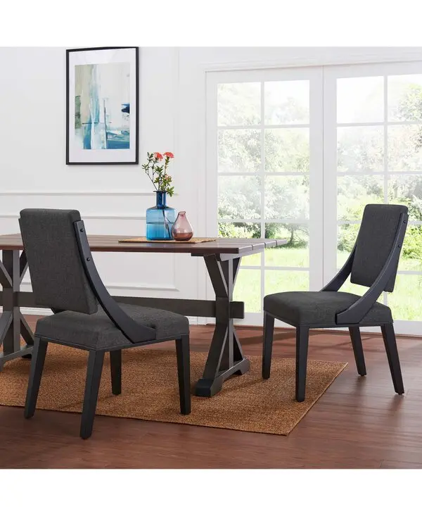 MODWAY Cambridge Upholstered Fabric Dining Chairs, Set Of 2 - Gray