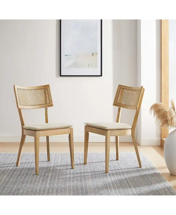 MODWAY Caledonia Fabric Upholstered Wood Dining Chair, Set Of 2