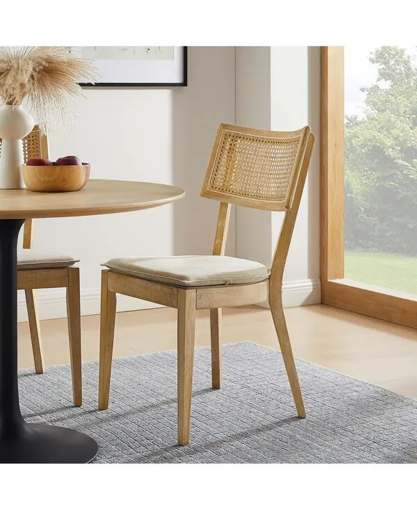 MODWAY Caledonia Fabric Upholstered Wood Dining Chair, Set Of 2