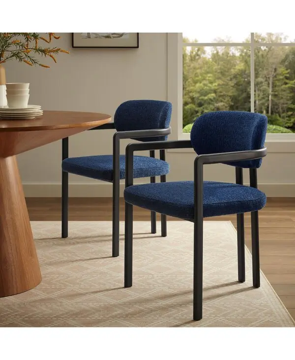 MODWAY Elio Barrel Fabric And Metal Dining Chair