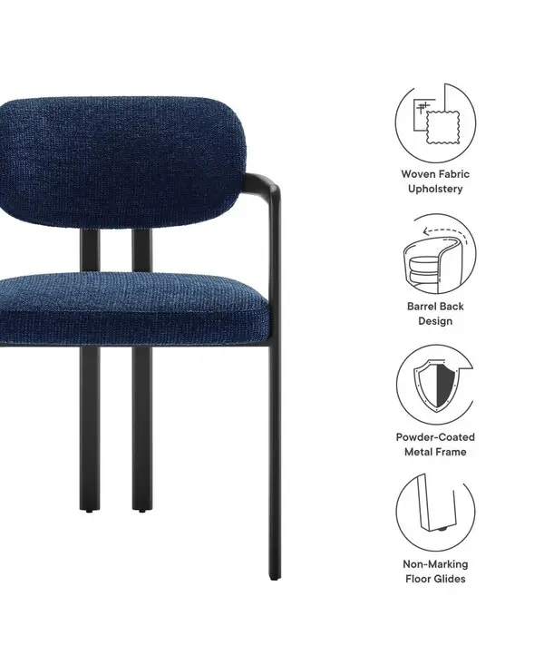 MODWAY Elio Barrel Fabric And Metal Dining Chair