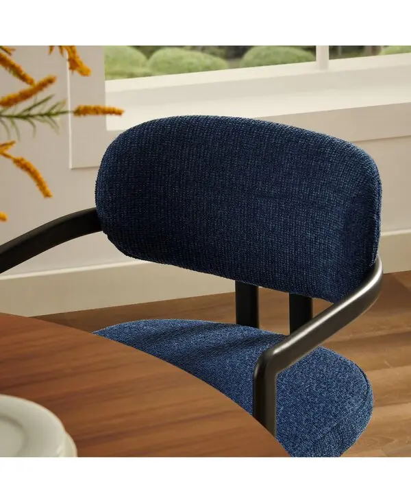 MODWAY Elio Barrel Fabric And Metal Dining Chair