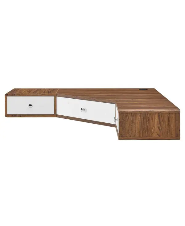 MODWAY Transmit 47" Wall Mount Corner Walnut Office Desk