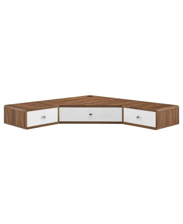 MODWAY Transmit 47" Wall Mount Corner Walnut Office Desk