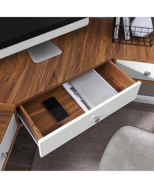 MODWAY Transmit 47" Wall Mount Corner Walnut Office Desk