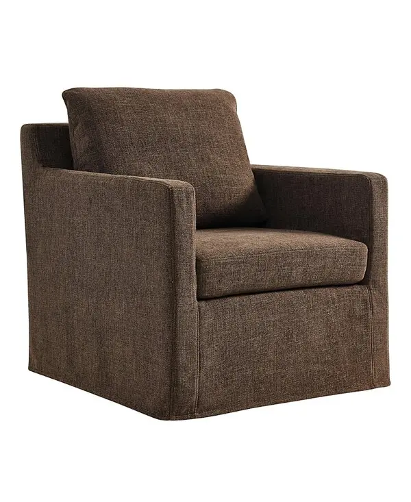 MODWAY Serene Fabric Slipcovered Swivel Armchair - Mocha