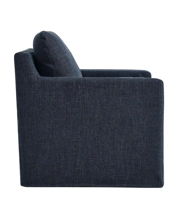 MODWAY Serene Fabric Slipcovered Swivel Armchair - Slate Blue