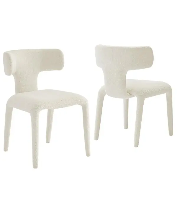 MODWAY Stellan Curved Back Boucle Upholstered Dining Chair, Set Of 2 - Cream