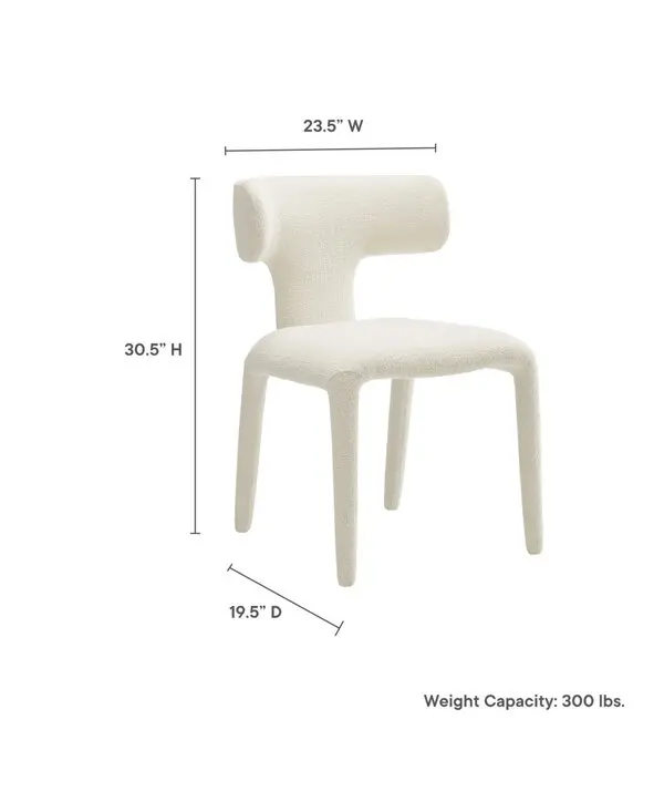 MODWAY Stellan Curved Back Boucle Upholstered Dining Chair, Set Of 2 - Cream