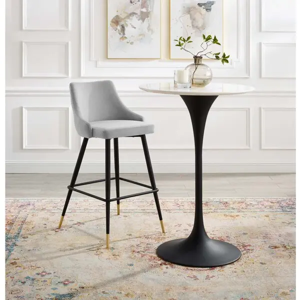 MODWAY Adorn Performance Velvet Bar Stool - Light Gray
