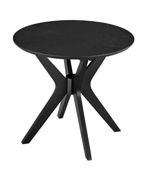 MODWAY Crossroads 24a Round Wood Side Table - Black