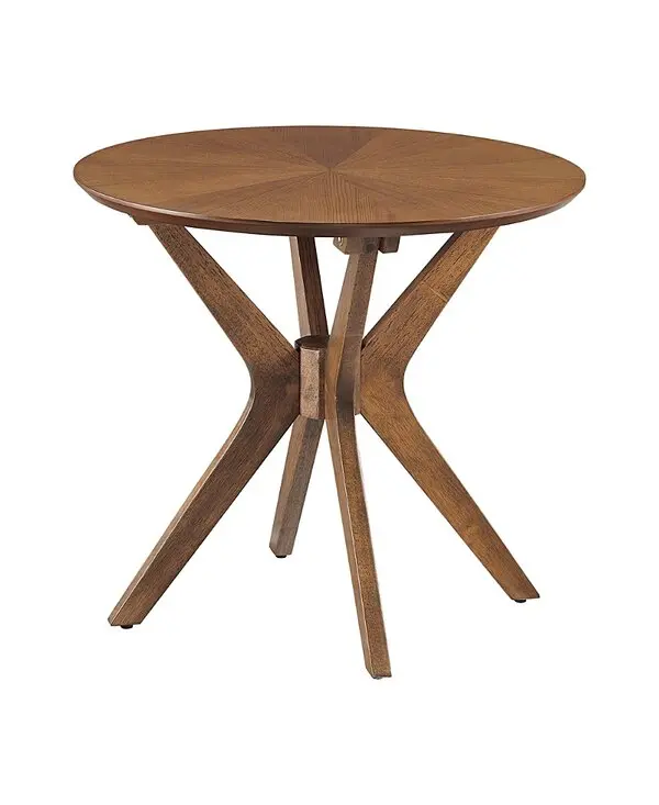 MODWAY Crossroads 24a Round Wood Side Table - Walnut