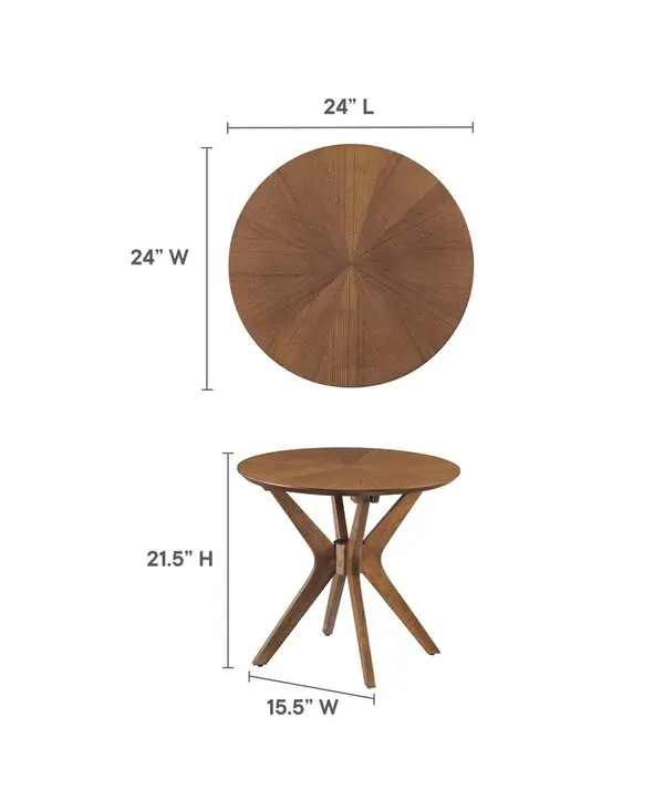 MODWAY Crossroads 24a Round Wood Side Table - Walnut