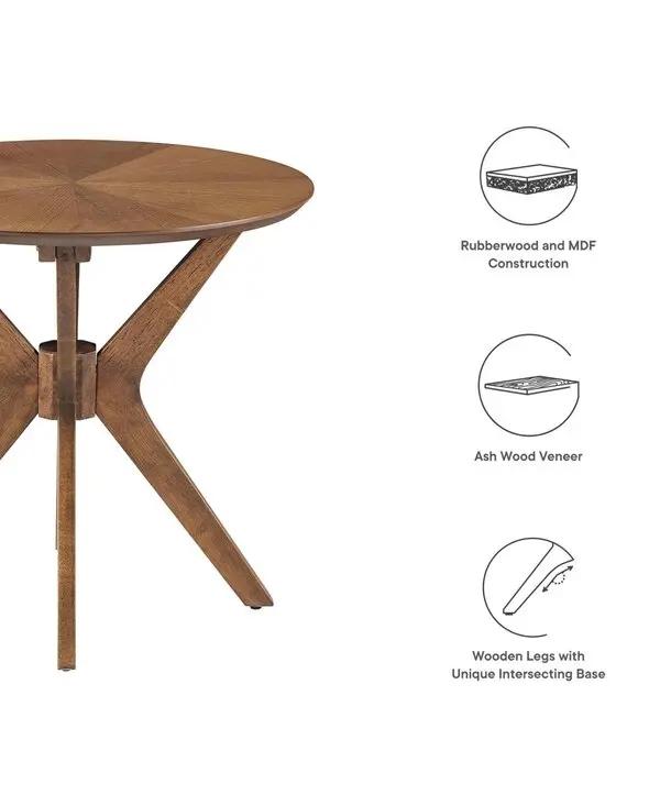MODWAY Crossroads 24a Round Wood Side Table - Walnut