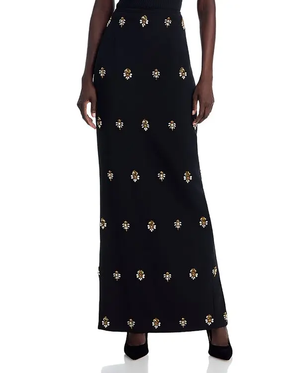 SERGIO HUDSON Embroidered Wool Skirt