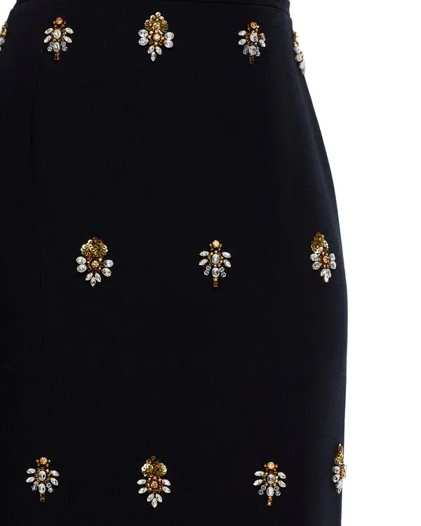 SERGIO HUDSON Embroidered Wool Skirt