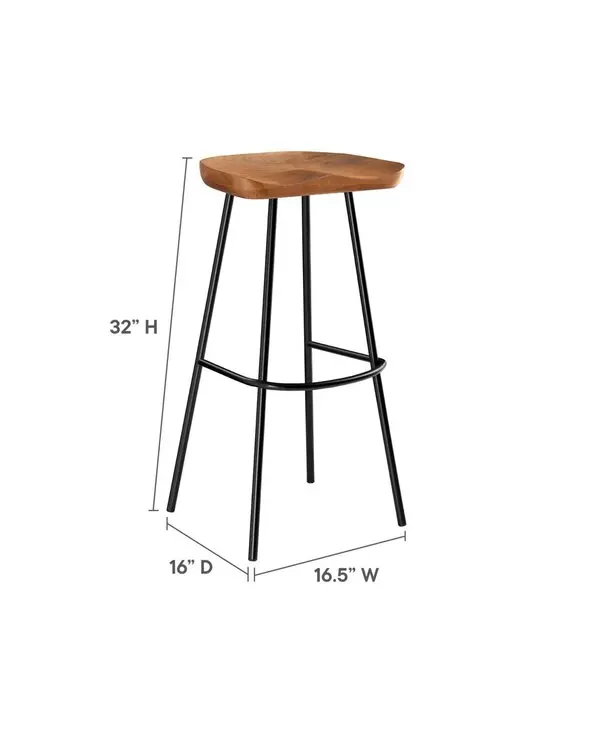 MODWAY Concord Backless Wood Bar Stools, Set Of 2 - Walnut