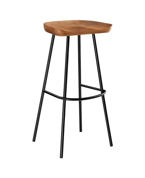 MODWAY Concord Backless Wood Bar Stools, Set Of 2 - Walnut