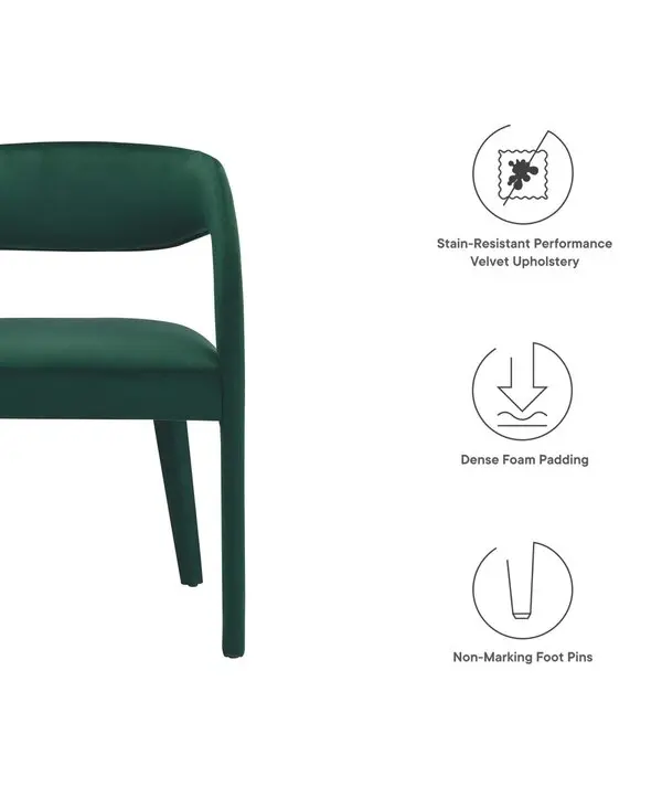 MODWAY Pinnacle Performance Velvet Dining Chair, Set Of 2 - Green