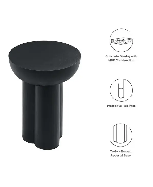 MODWAY Caspian Round Concrete Side Table - Black