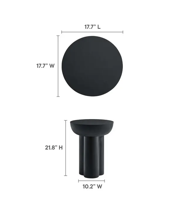 MODWAY Caspian Round Concrete Side Table - Black