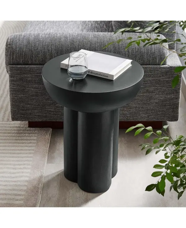 MODWAY Caspian Round Concrete Side Table - Black