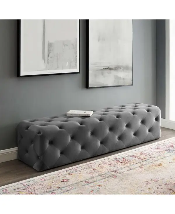 MODWAY Amour 72 Tufted Button Entryway Performance Velvet Bench