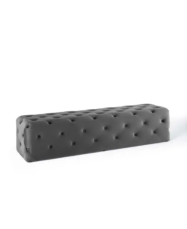 MODWAY Amour 72 Tufted Button Entryway Performance Velvet Bench - Gray