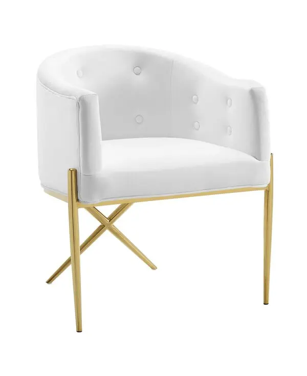 MODWAY Savour Performance Velvet Accent Dining Armchair, Set Of 2 - White