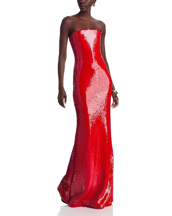SERGIO HUDSON Strapless Sequin Gown