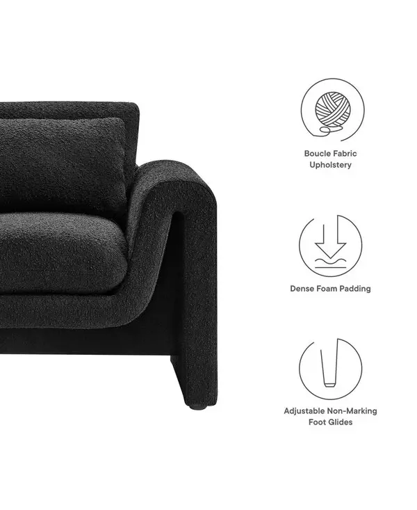 MODWAY Waverly Boucle Upholstered Armchair - Black