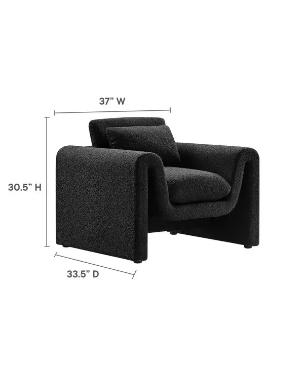 MODWAY Waverly Boucle Upholstered Armchair - Black