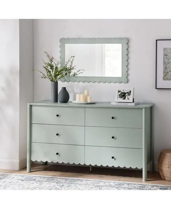 MODWAY Emmeline Scalloped 6-drawer Dresser - Sage
