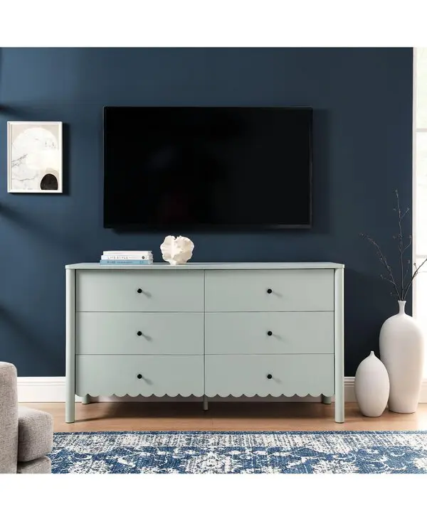 MODWAY Emmeline Scalloped 6-drawer Dresser - Sage