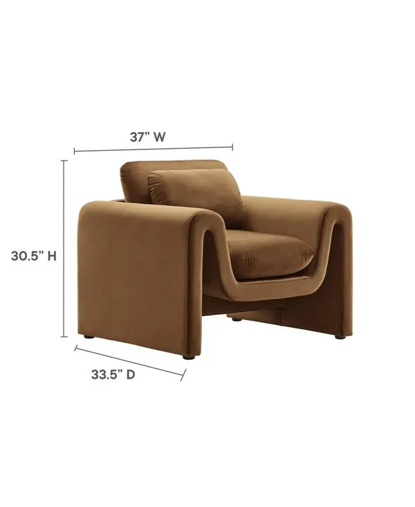 MODWAY Waverly Performance Velvet Armchair - Brown