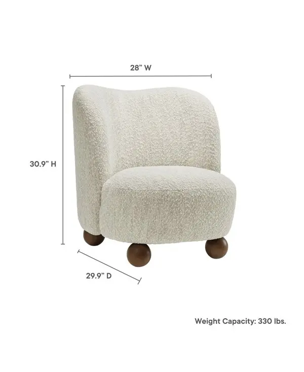 MODWAY Monroe Boucle Fabric Accent Chair - Pearl Walnut