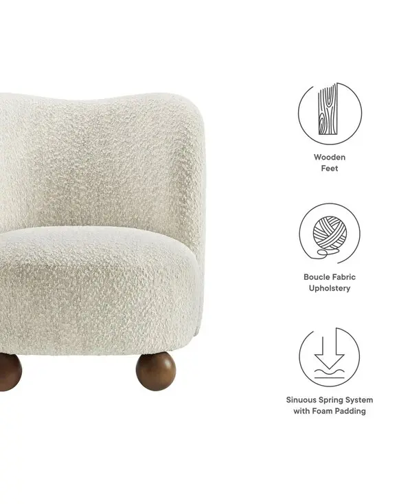 MODWAY Monroe Boucle Fabric Accent Chair - Pearl Walnut