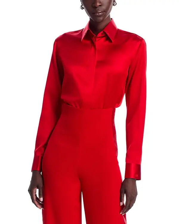 SERGIO HUDSON Button Front Silk Blouse