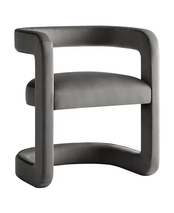 MODWAY Winslow Barrel Performance Velvet Dining Chair - Storm Gray