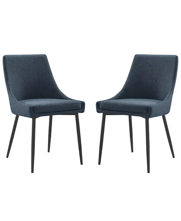 MODWAY Viscount Upholstered Fabric Dining Chairs, Set Of 2 - Black Azure