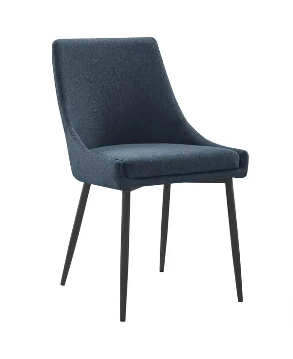 MODWAY Viscount Upholstered Fabric Dining Chairs, Set Of 2 - Black Azure