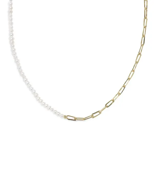 Kendra Scott Markie Half Chain Necklace - Gold Freshwater Cultured Pearl