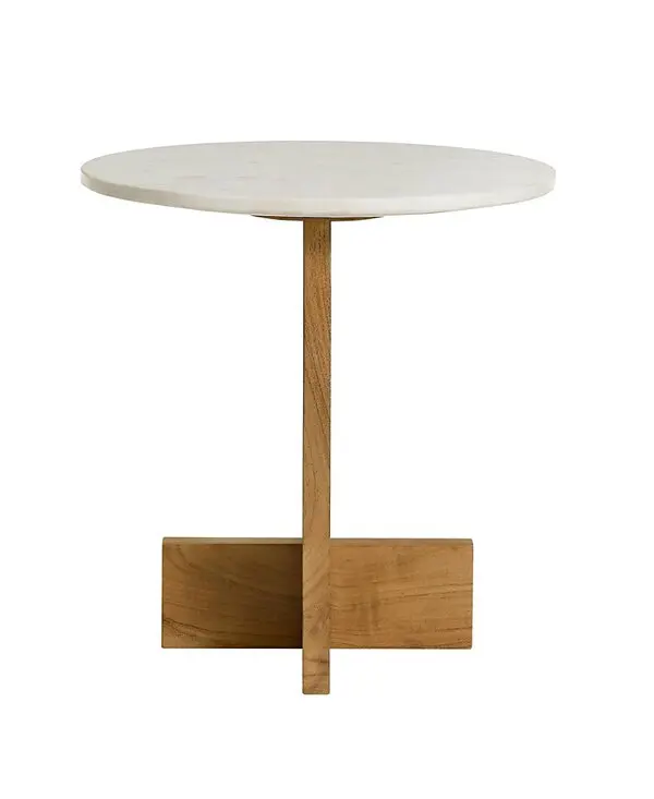 MODWAY Tarin Acacia Wood And Marble Side Table