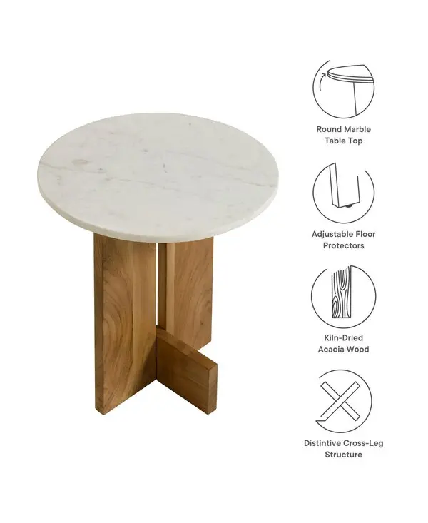 MODWAY Tarin Acacia Wood And Marble Side Table